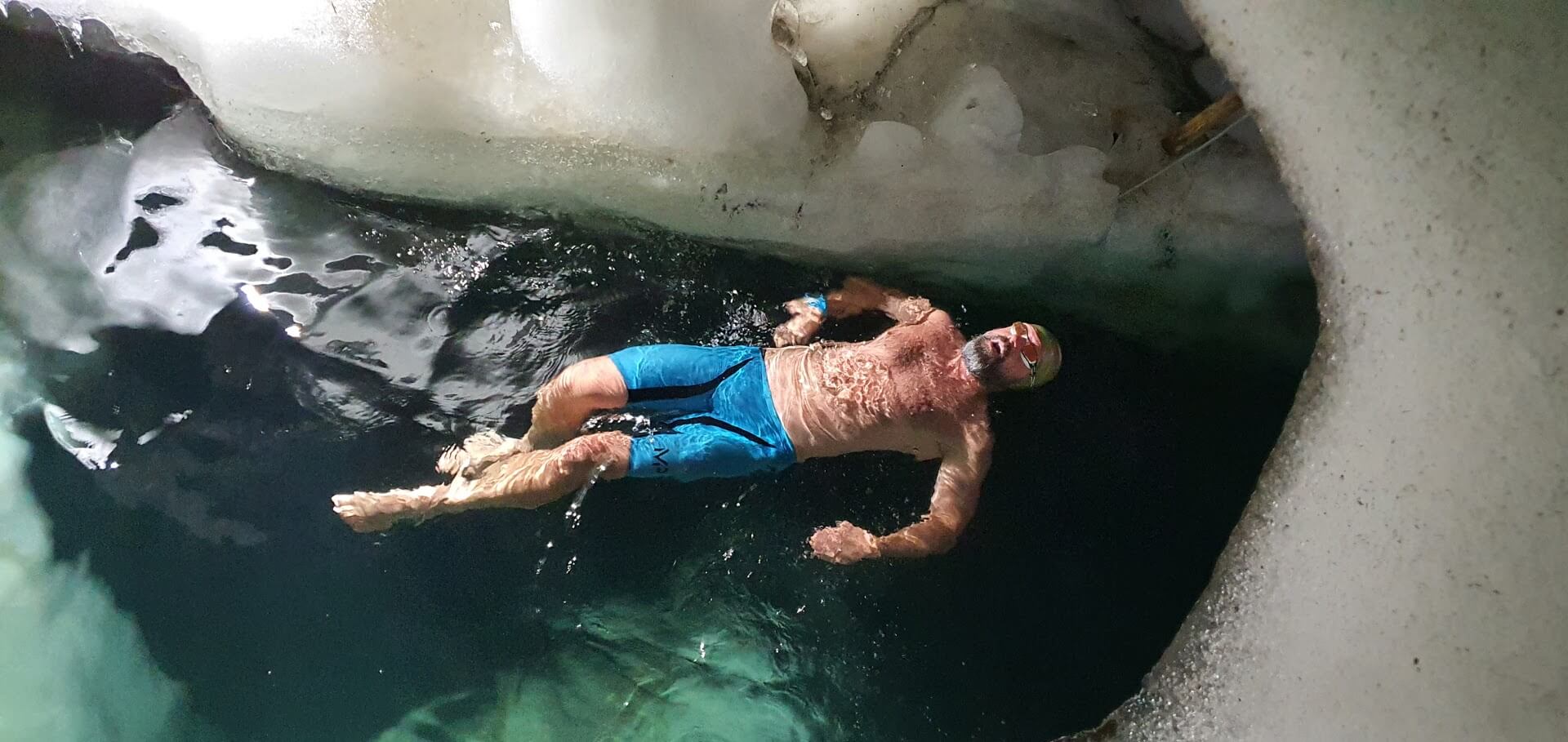 World Record Attempt Within Glacier For Distance Swim in Freezing Fresh ...